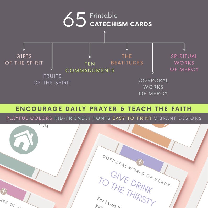 Printable Catholic Catechism Cards Mega-bundle | Works of Mercy | 10 ...