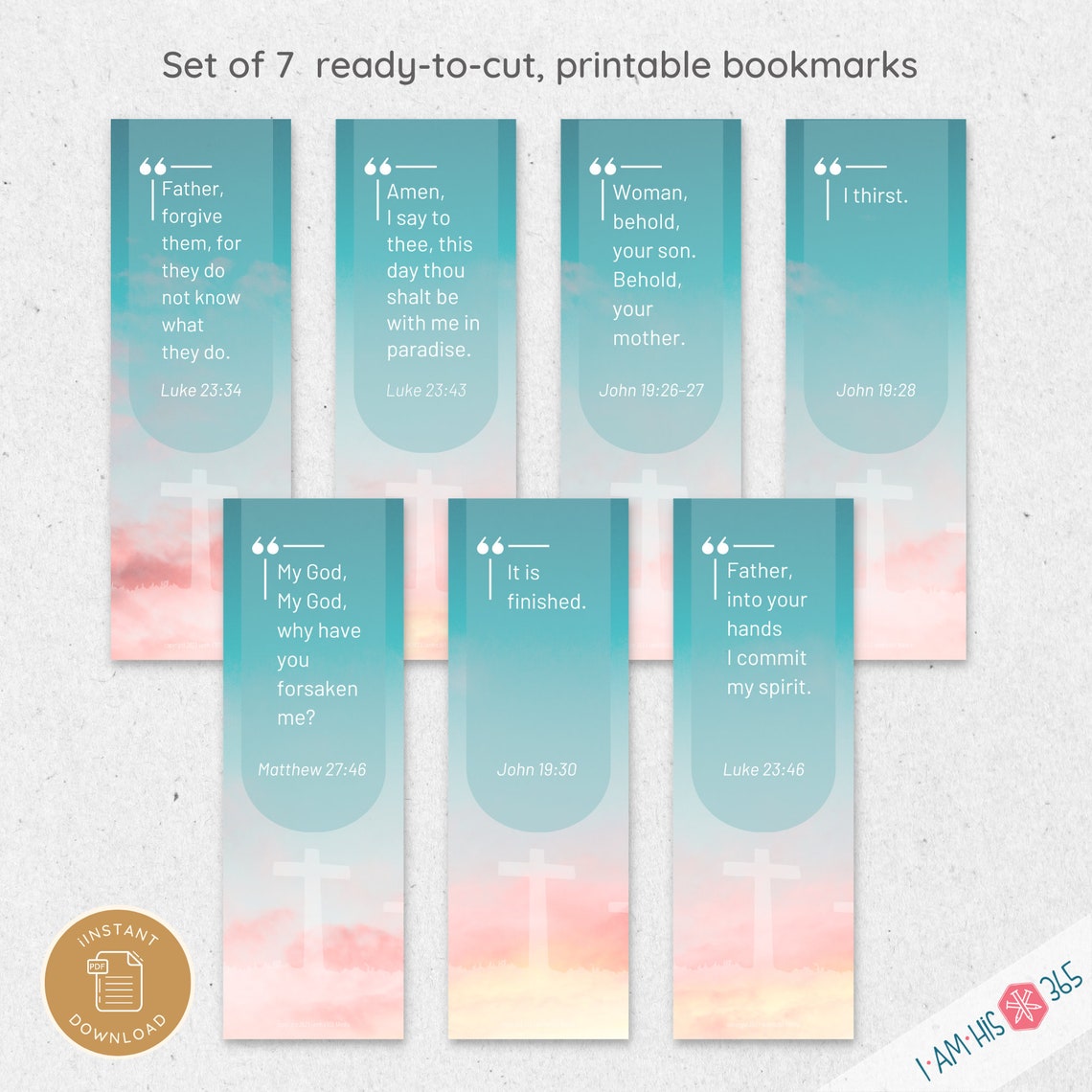 Printable Catholic Scripture Bookmarks 7 Last Words of Christ From the ...