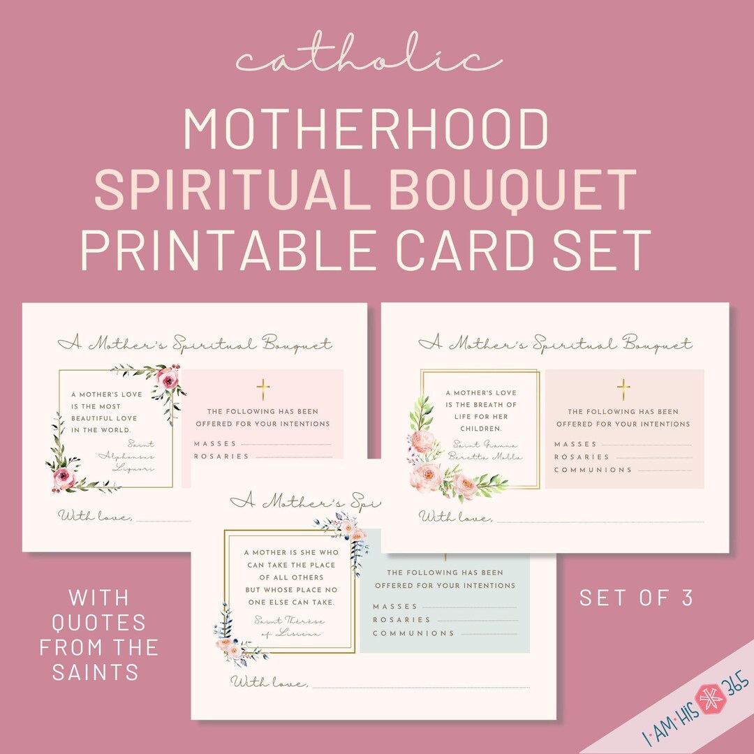 Catholic Motherhood Spiritual Bouquet Cards: Saint Quotes (digital ...