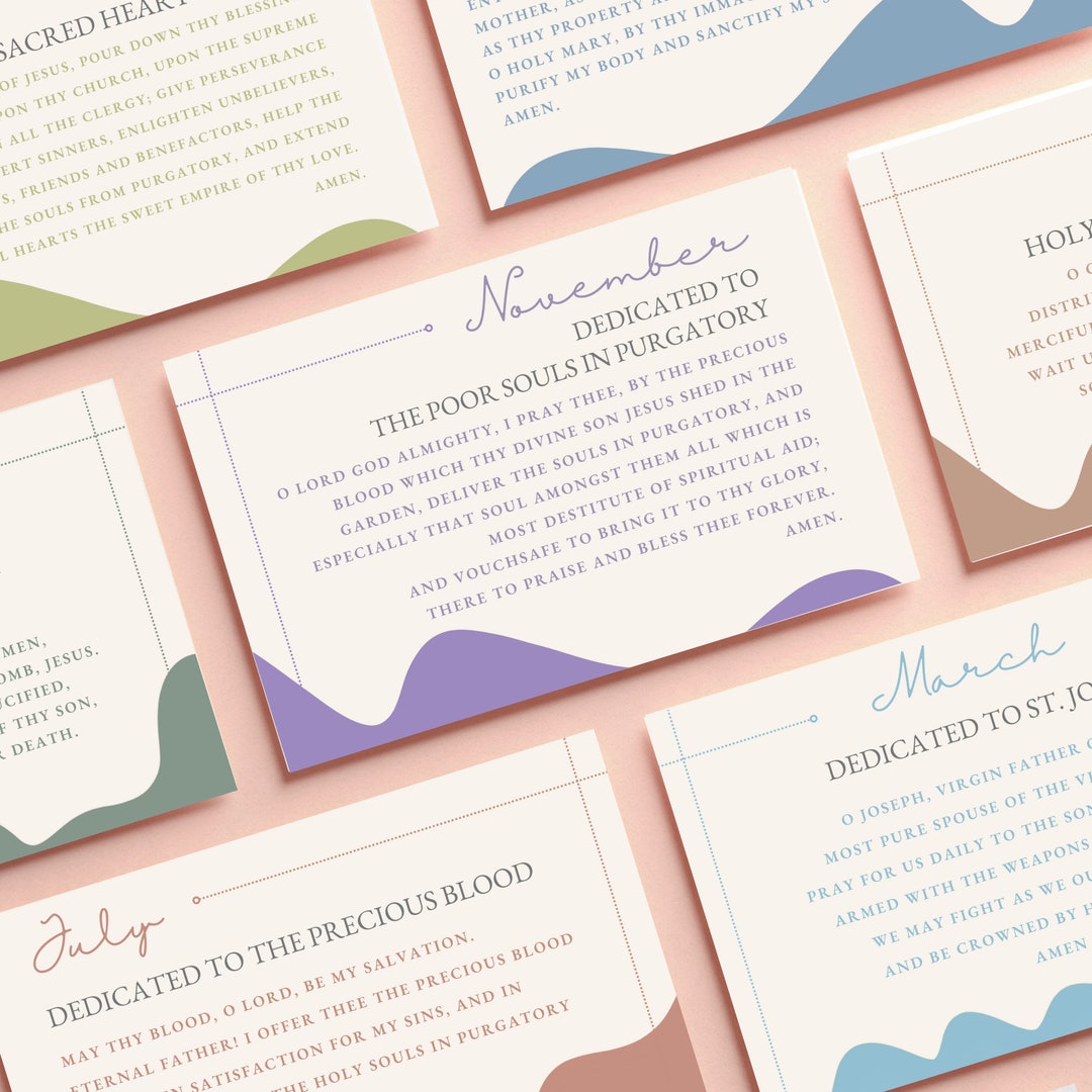 12 Catholic Prayer Cards for Monthly Devotion - Traditional Catholic ...