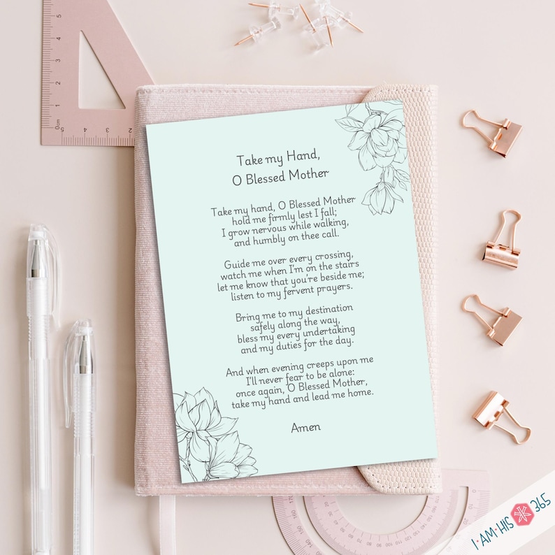 Blessed Mother Prayer Card Set: Catholic Poem Art (digital Download) - Etsy