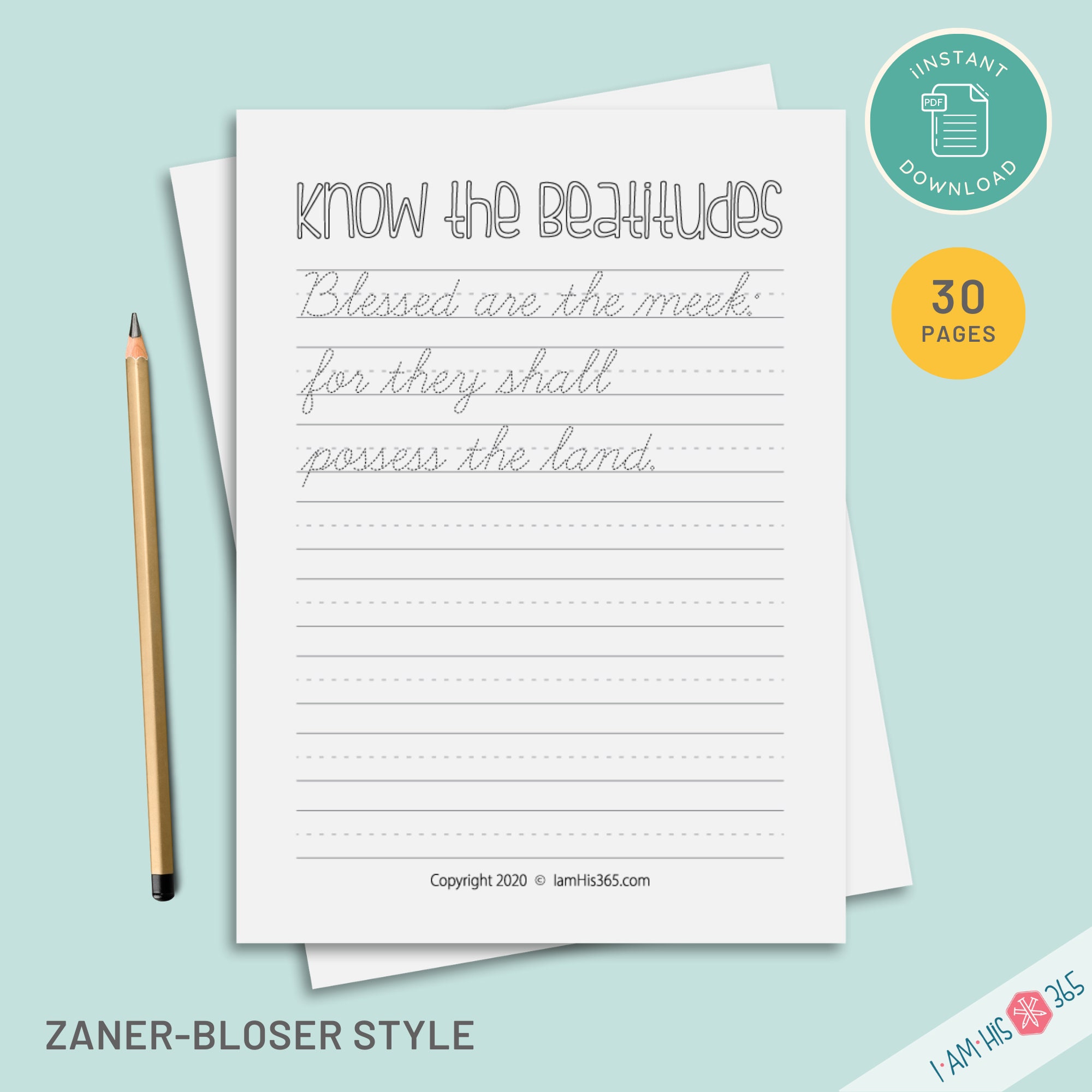 Catholic Cursive Worksheet Bundle for Catechism Scripture Saints 10 ...