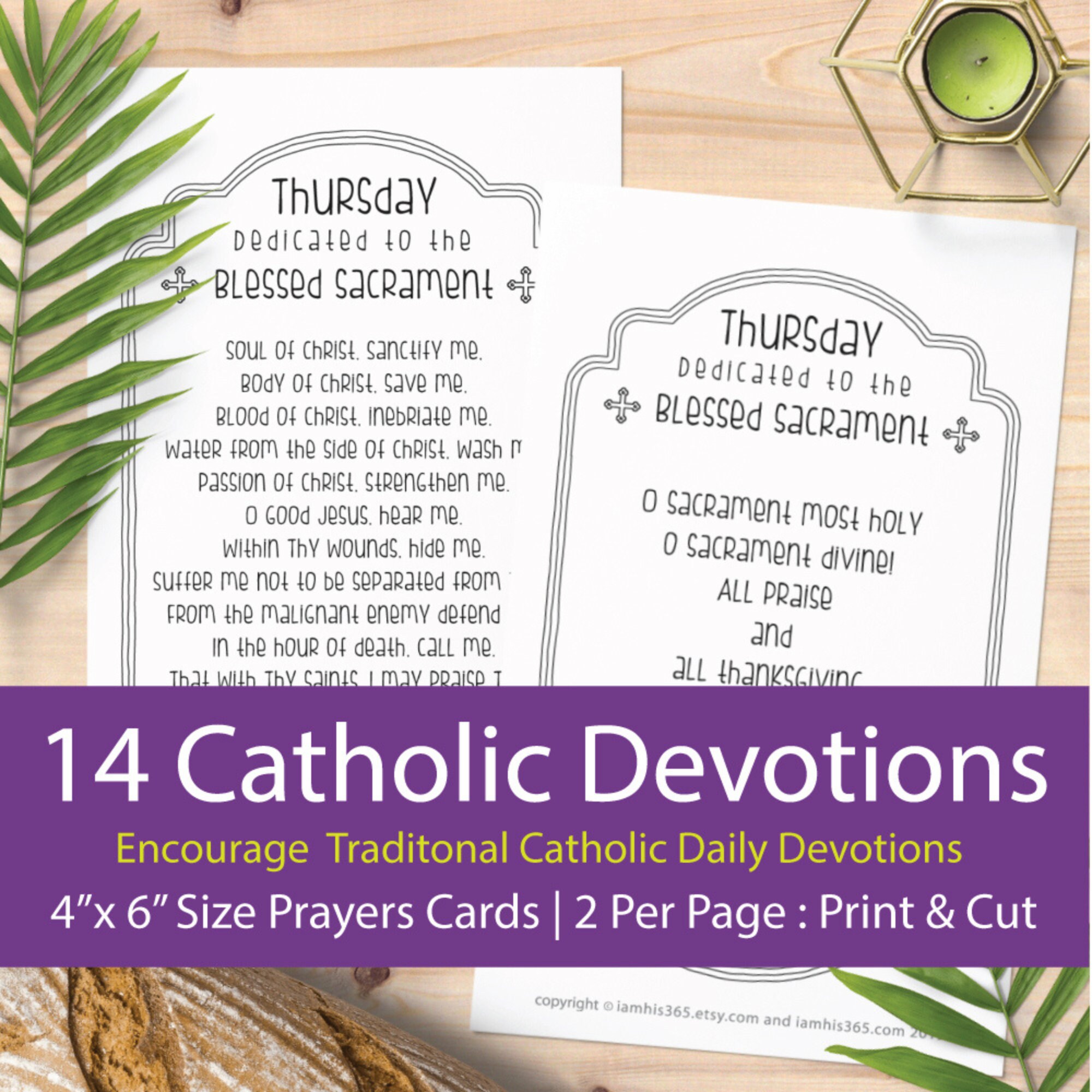 Printable Catholic Prayer Cards for Each Day of the Week - Set of 14 ...