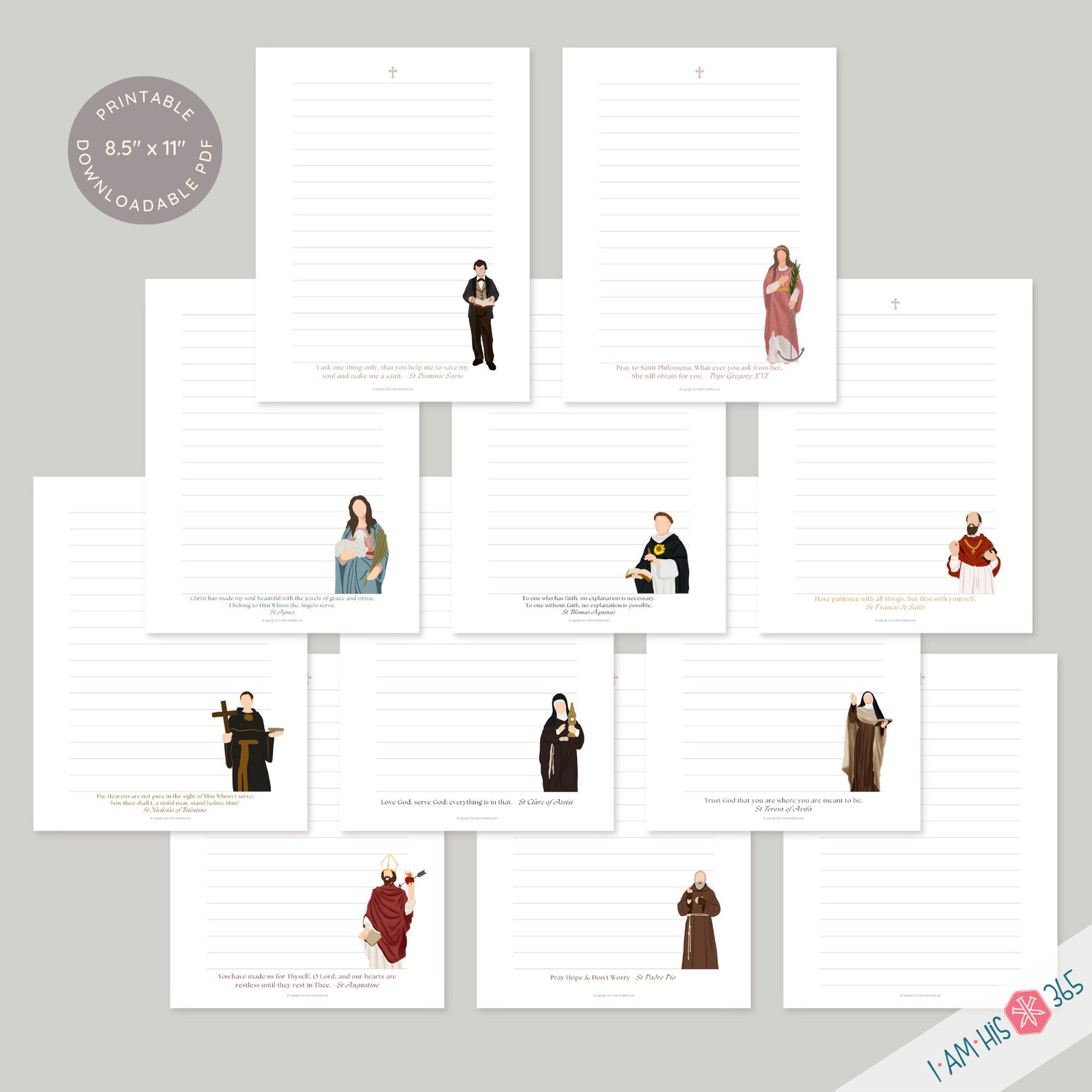 Printable Catholic Saints Stationery | Catholic Stationery | Lined ...
