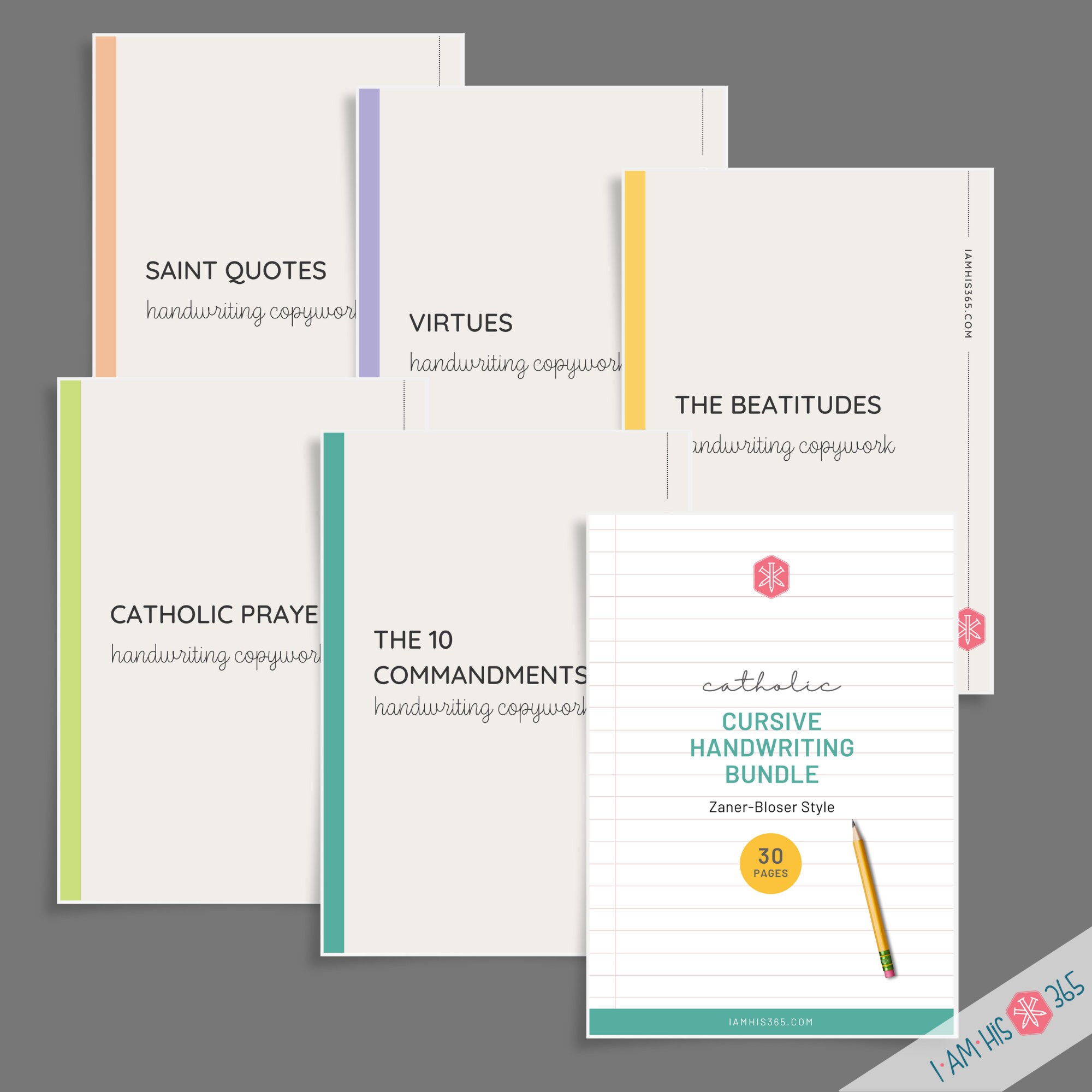 Catholic Cursive Handwriting Copywork Bundle | Scripture | Saints | 10 ...