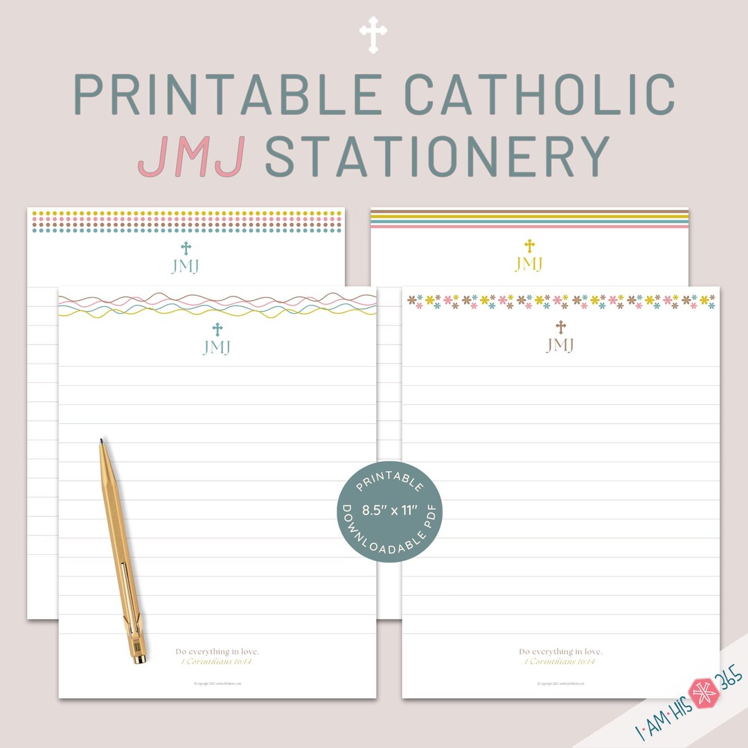 Printable Catholic Stationery: JMJ Lined Paper (PDF) - Etsy