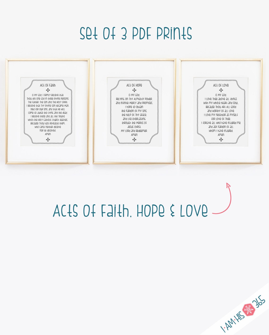 Act of Faith Hope & Love Prayer Prints: Set of 3 Catholic - Etsy