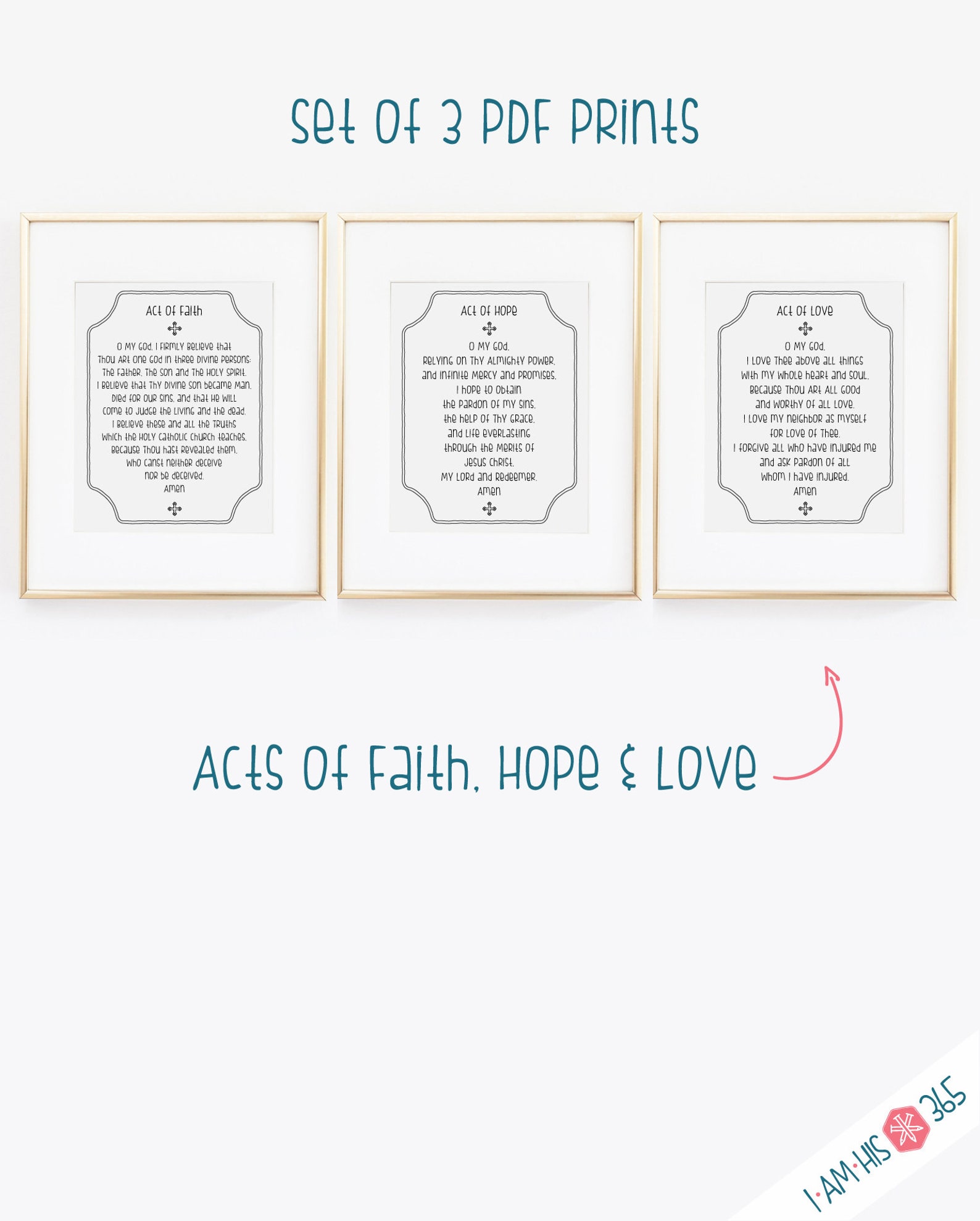 Act of Faith Hope & Love Prayer Prints: Set of 3 Catholic - Etsy
