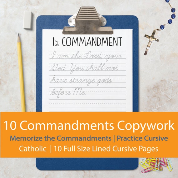 10 Commandments Cursive Worksheets for Memorizing Scripture - Etsy