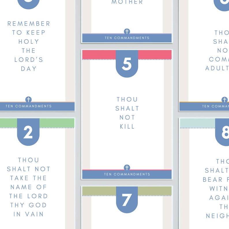 10 Commandments Catholic Catechism Cards Bible Verse Virtue Cards ...