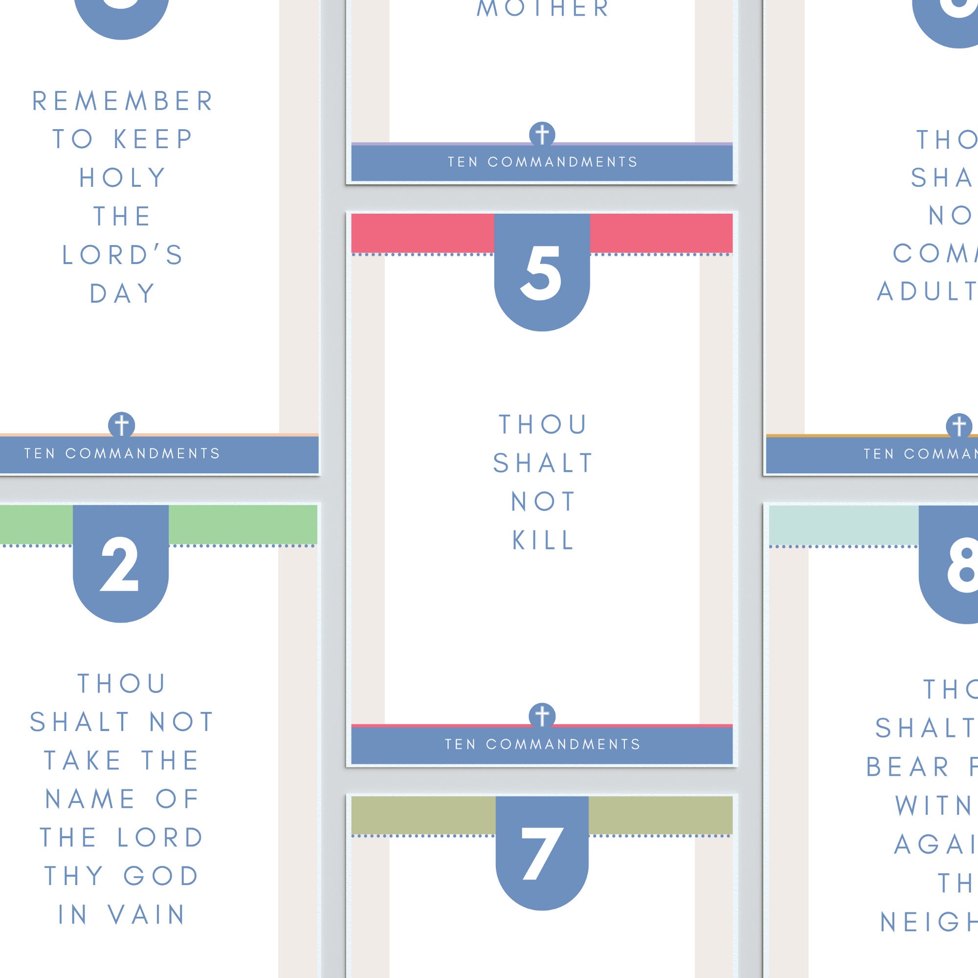 10 Commandments Catholic Catechism Cards Bible Verse Virtue Cards ...