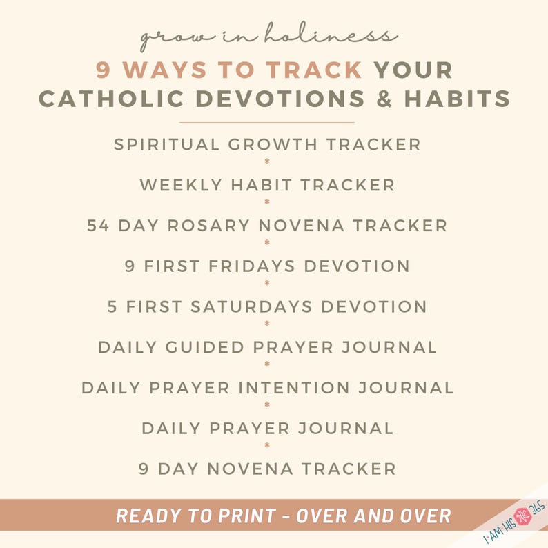 Catholic Spiritual Growth Tracker Printable PDF | Daily Prayer | 54 Day ...