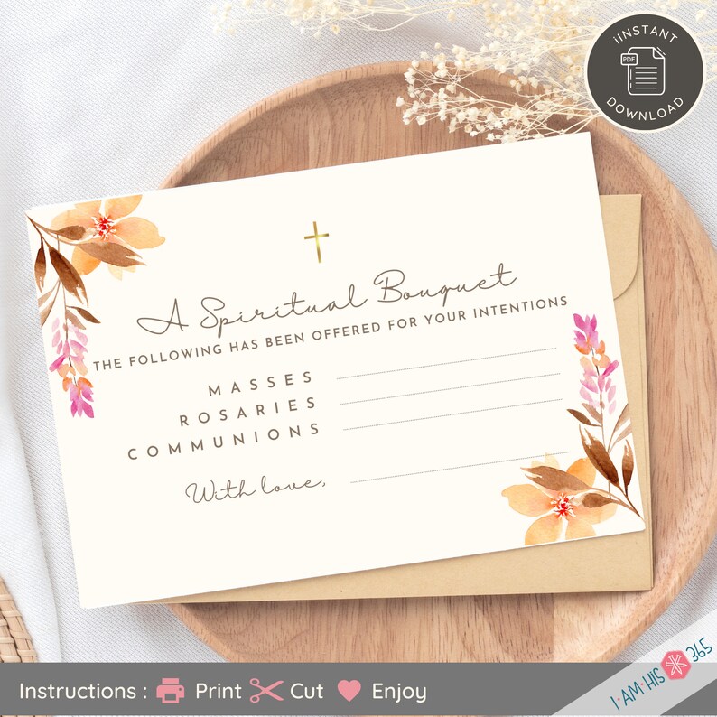 Printable Spiritual Bouquet Cards: Catholic Gift of Prayer (PDF) - Etsy