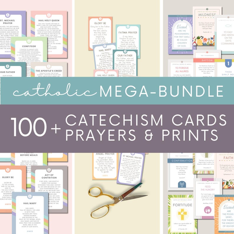 Catholic Homeschool Bundle : Printable Prayer Prints, Catechism Cards ...
