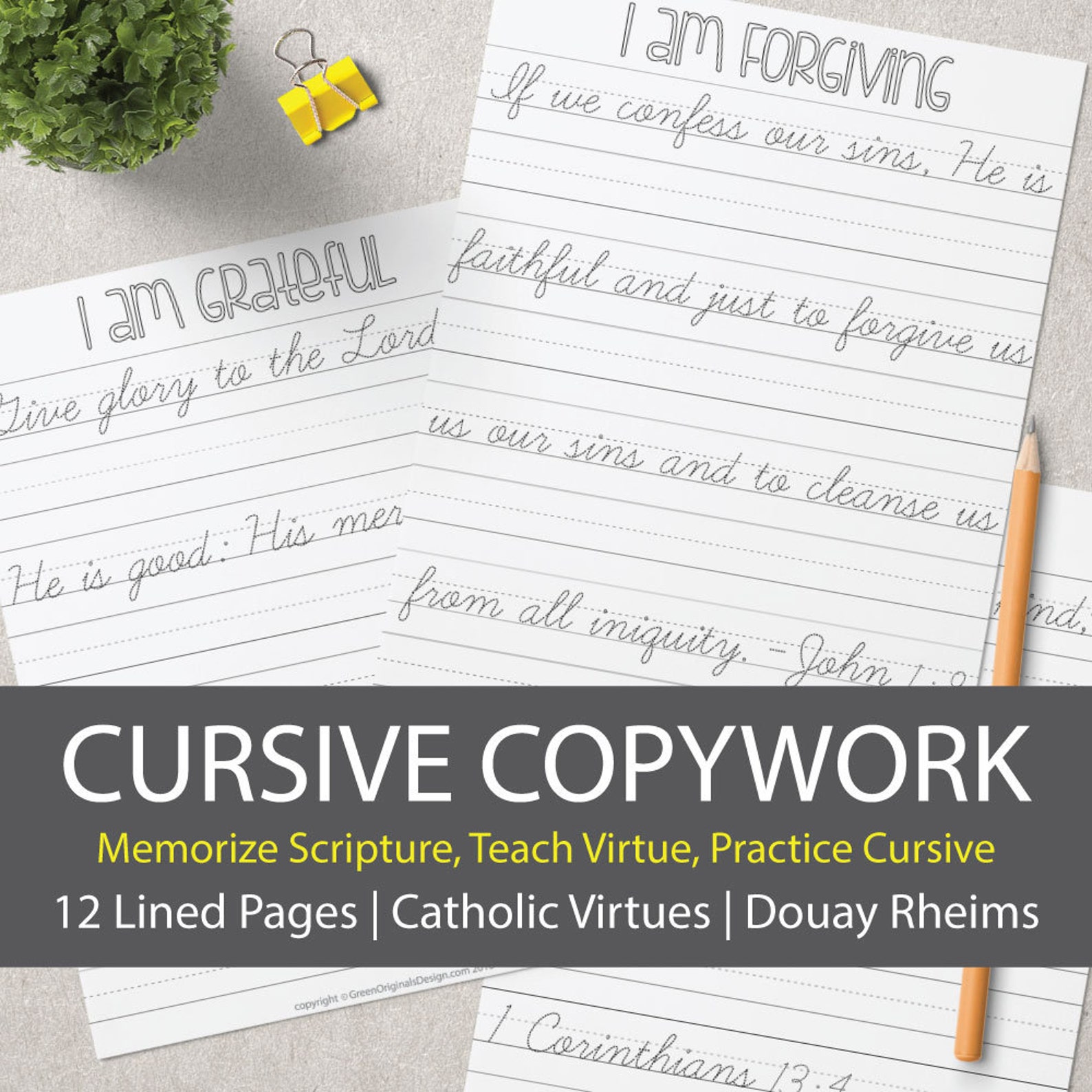 12 Christian Virtues Cursive Worksheets for Memorizing - Etsy