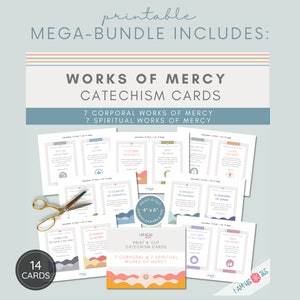 Printable Catechism Cards Catholic Mega-bundle 65 Works of Mercy 10 ...