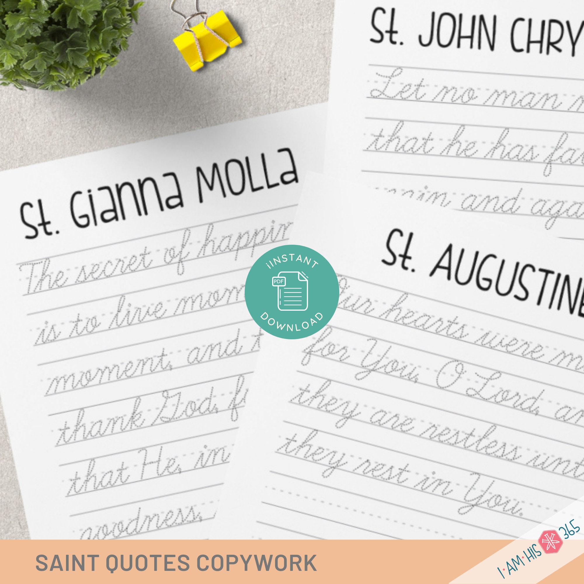 Catholic Cursive Worksheet Bundle for Catechism Scripture Saints 10 ...