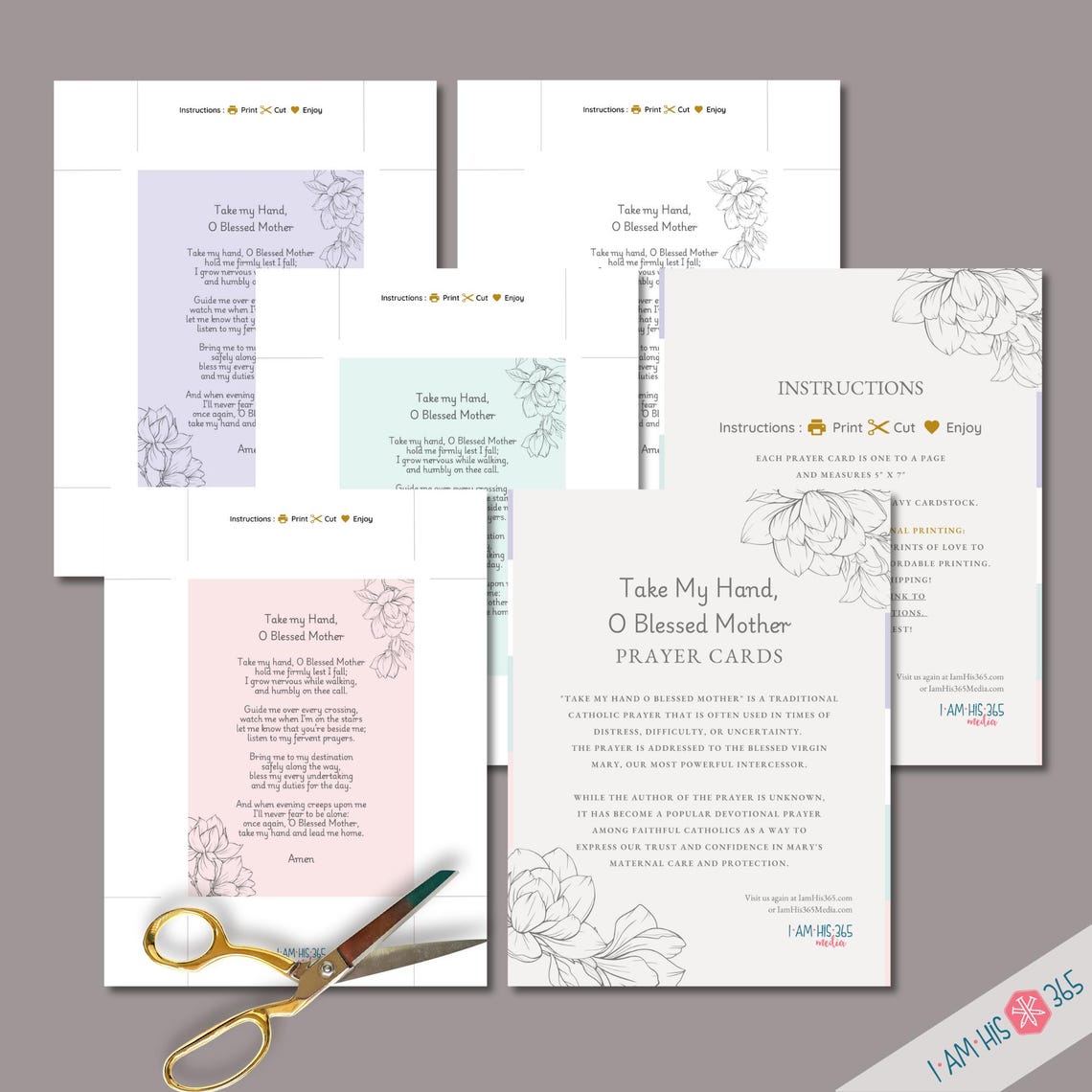 Blessed Mother Prayer Card Set: Catholic Poem Art (digital Download) - Etsy