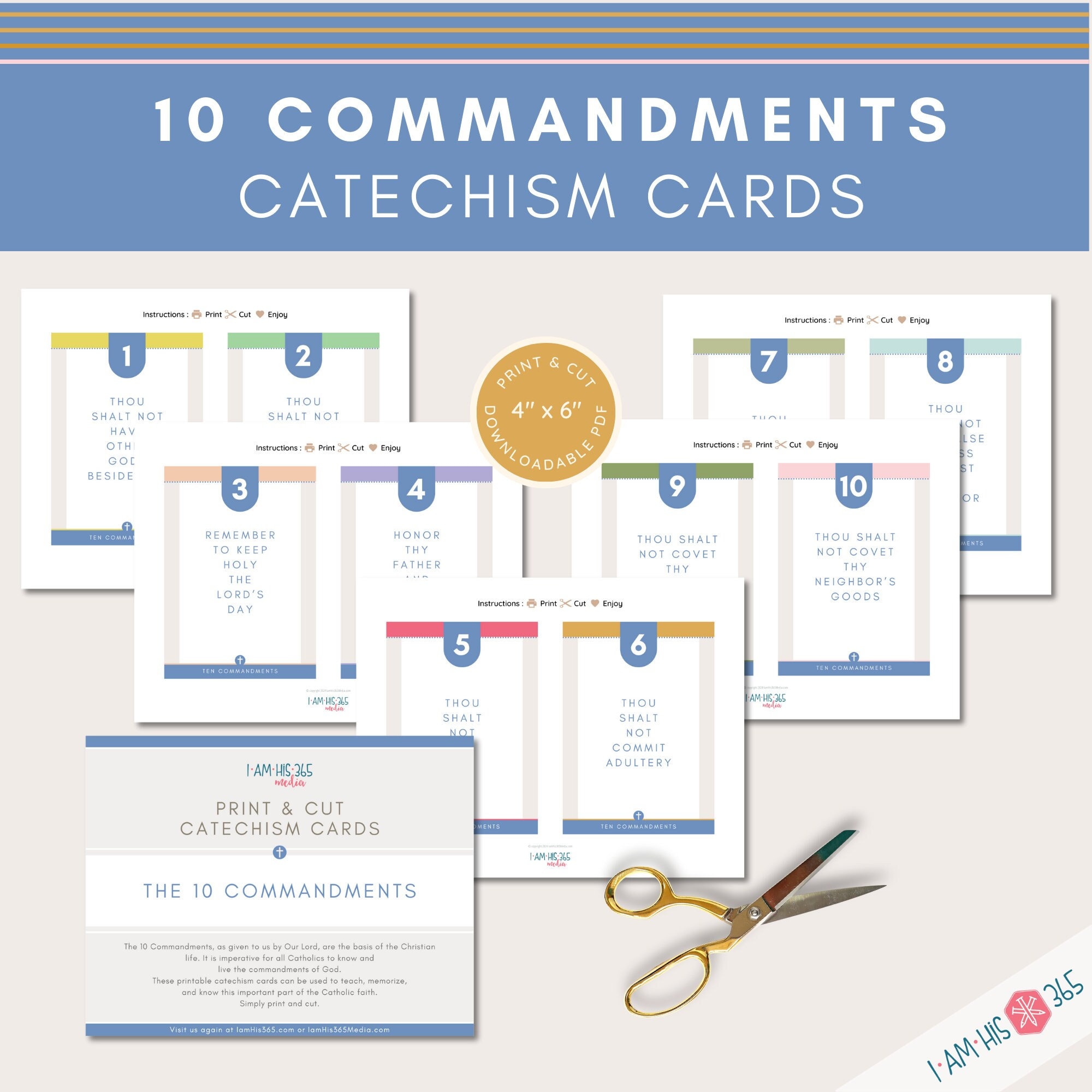 10 Commandments Catholic Catechism Cards Bible Verse Virtue Cards ...