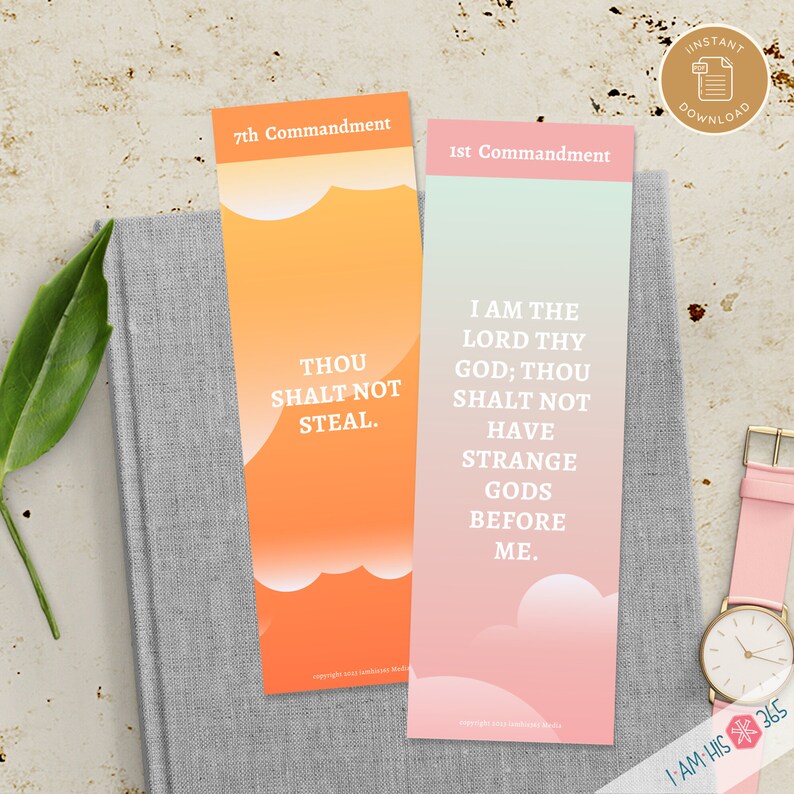 Printable Catholic Bookmarks: 10 Commandments Kids Catechism Activity ...