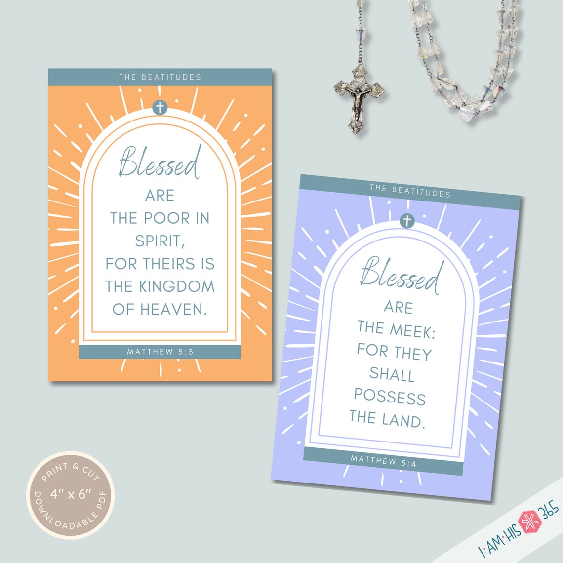 The Beatitudes Catholic Catechism Cards Bible Verse Traditional ...
