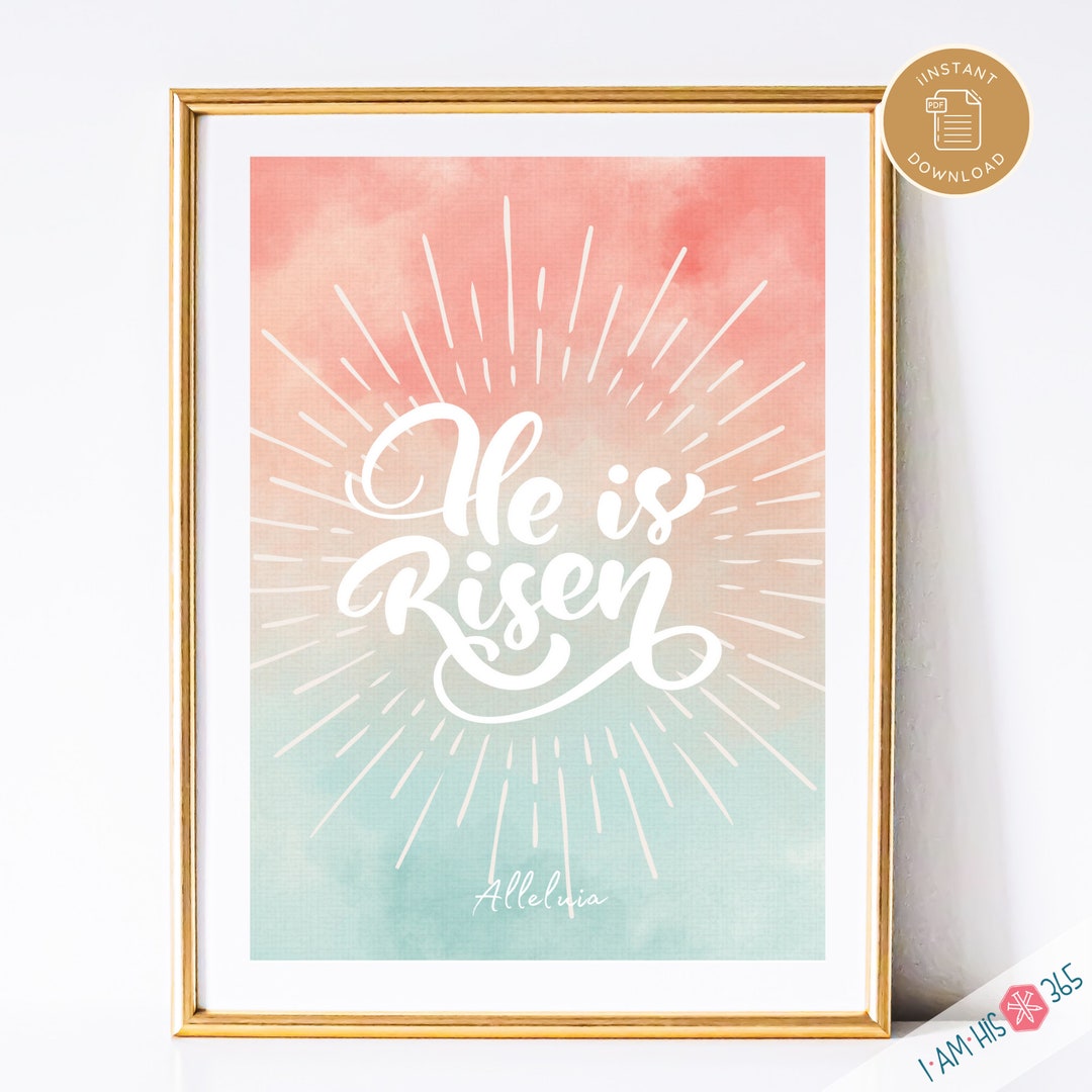 Easter Art Print | He is Risen Printable | Christian Easter Art ...