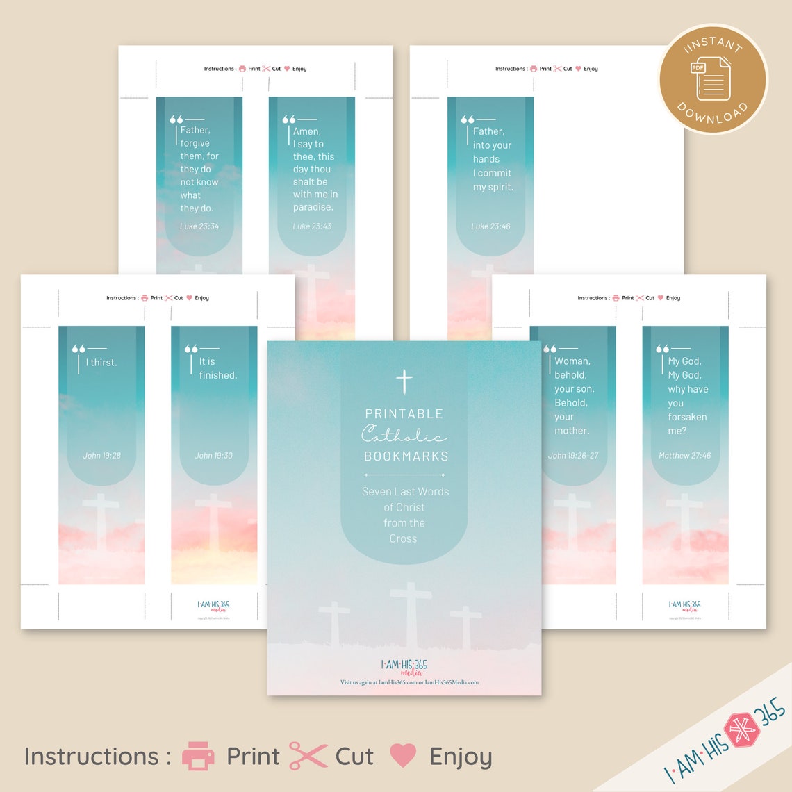 Printable Catholic Scripture Bookmarks 7 Last Words of Christ From the ...