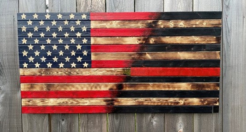 American Thin Line Split Flag - Etsy