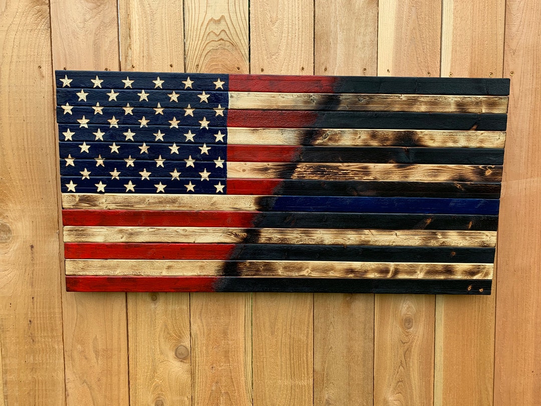 American Thin Line Split Flag - Etsy