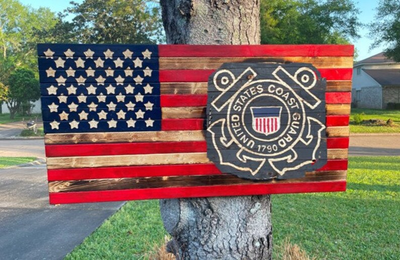 US Coast Guard Custom Wooden Flag - Etsy