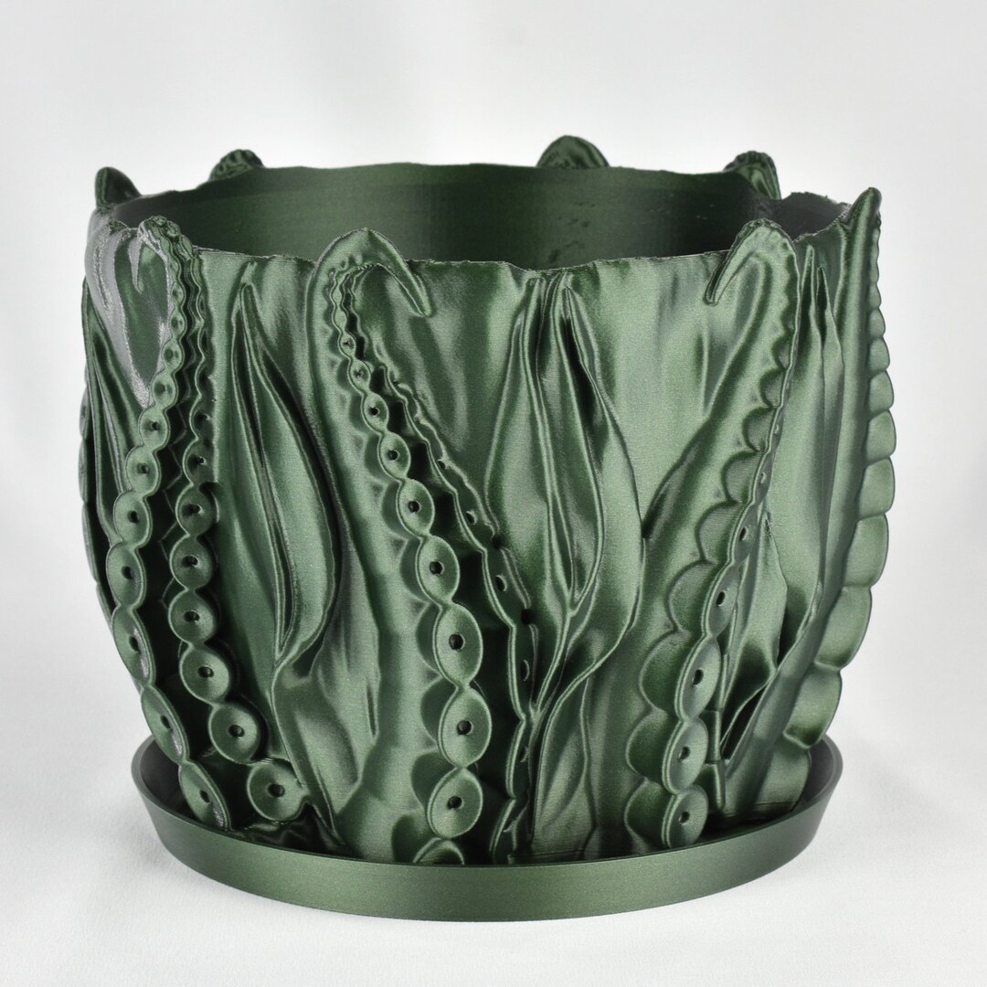 Large Octopus Tentacles Undersea Planter, Metallic Green Color, 8-inch ...