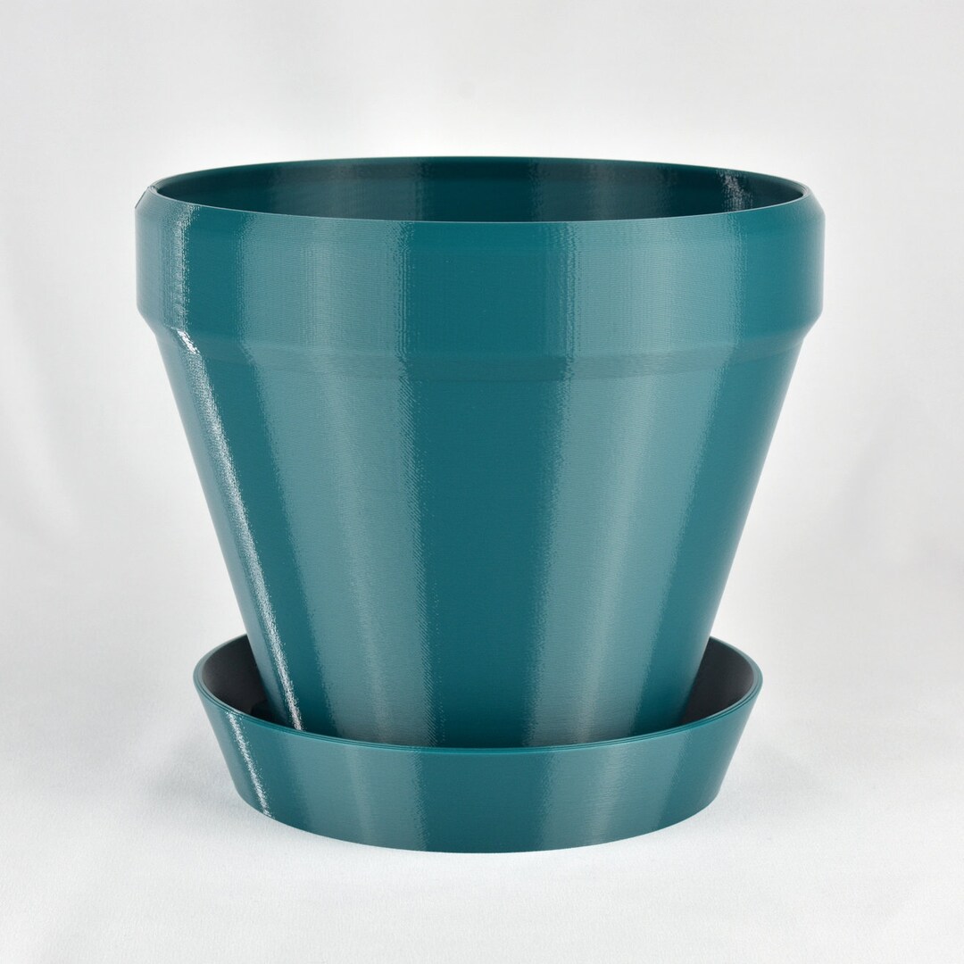 Large Classic Flower Pot, 8-inch Round Planter, Dark Green, Indoor ...