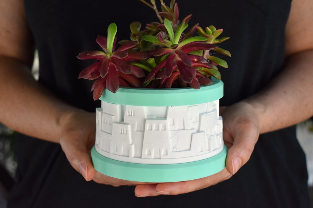 Small Village Skyline Planter Pot With Tray, Indoor/outdoor, Multiple ...