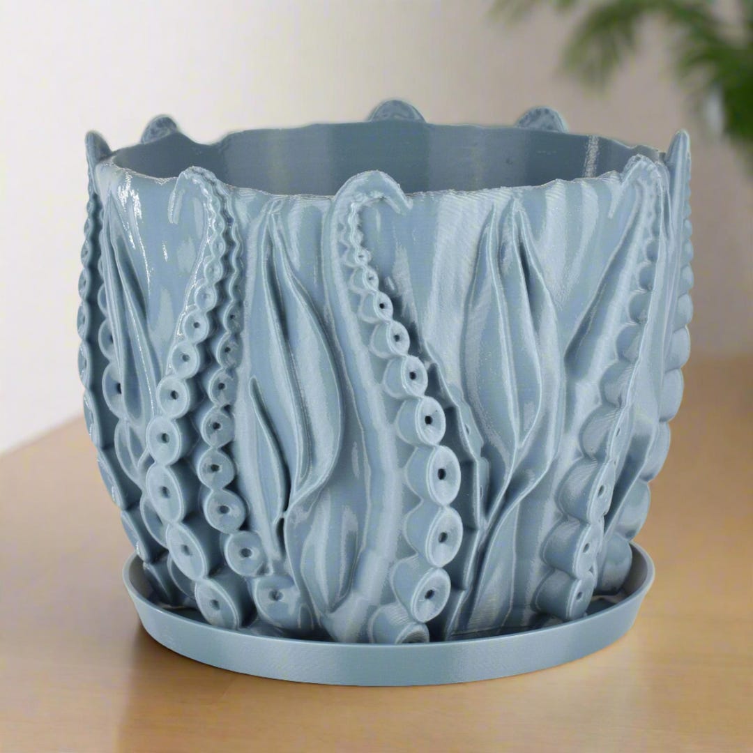 Large Octopus Tentacles Undersea Planter, Gray Blue, 8-inch Pot - Etsy