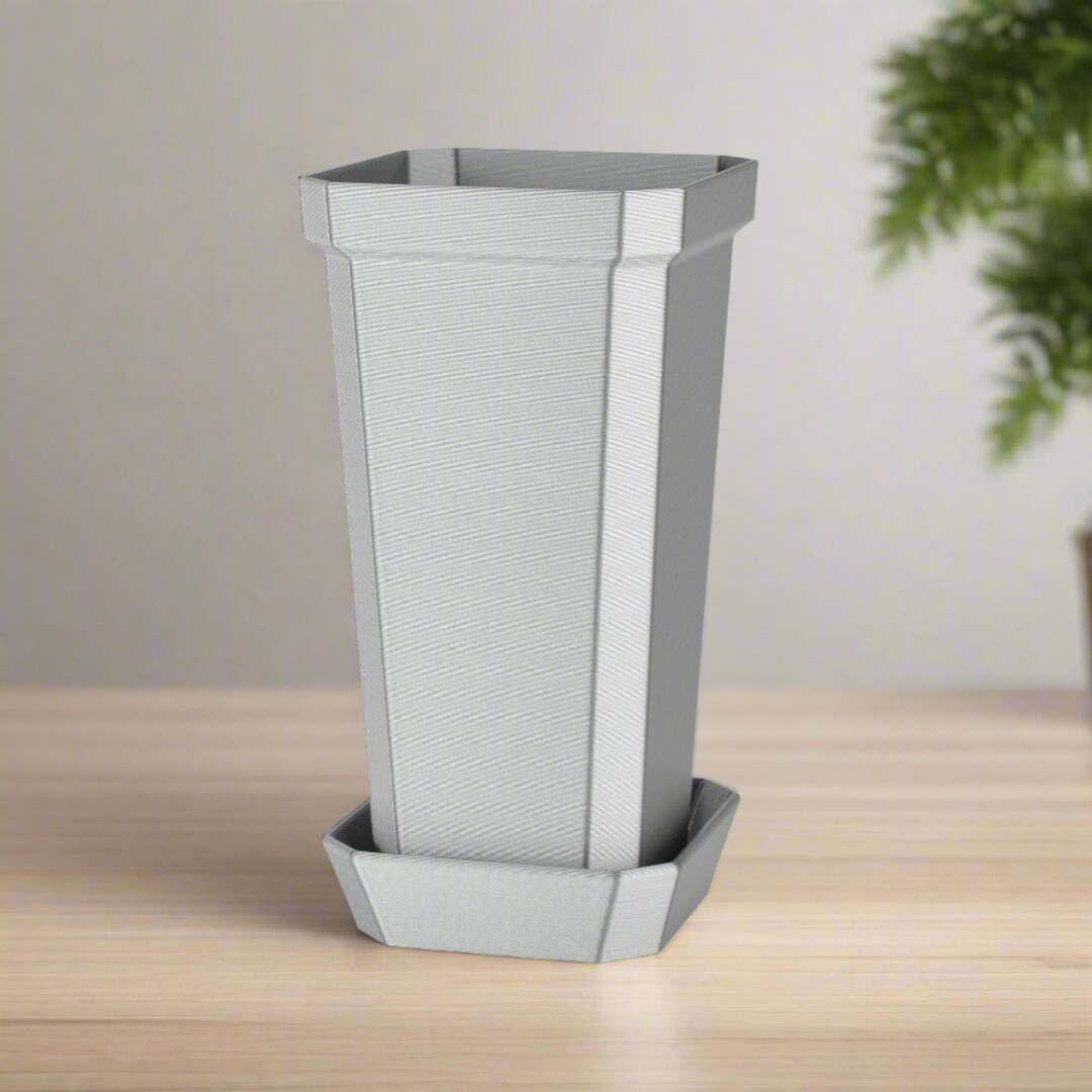 Tall and Narrow Plant Pot, Silver Color, 7-inch Height - Etsy