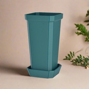 Tall and Narrow Plant Pot, Dark Green, 7-inch Height - Etsy