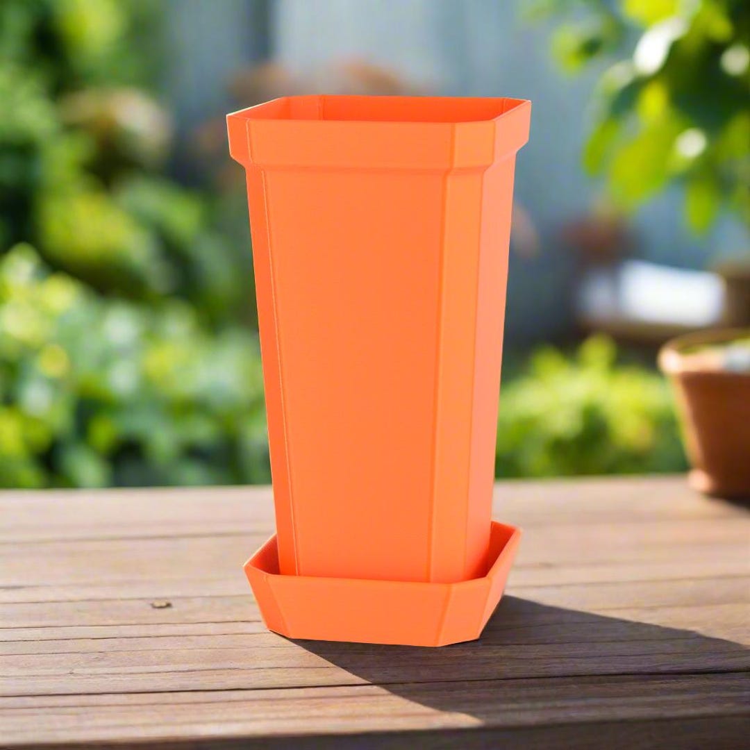 Tall and Narrow Plant Pot, Orange, 7-inch Height - Etsy