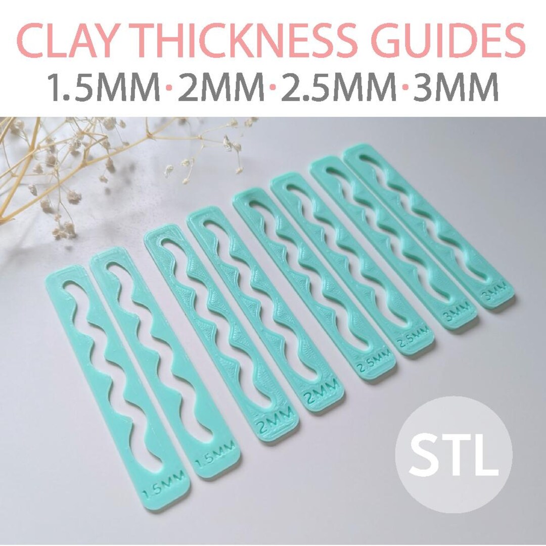 Clay Thickness Guides | 1.5mm, 2mm, 2.5mm + 3mm | Digital STL Files | Jewellery & Crafting Tools ...