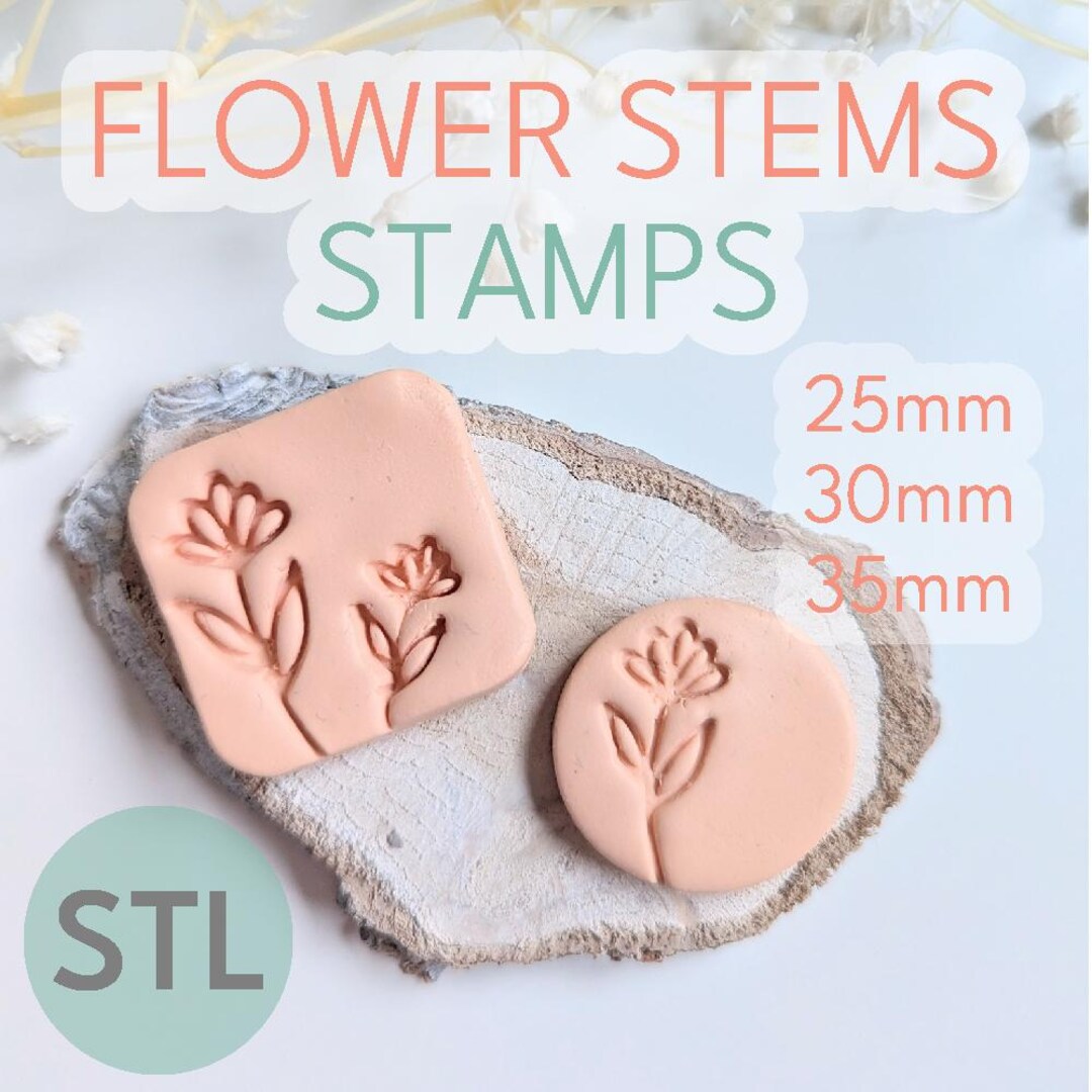 Flower Stem Polymer Clay Stamp Set: Jewelry Embosser (digital STL Files ...