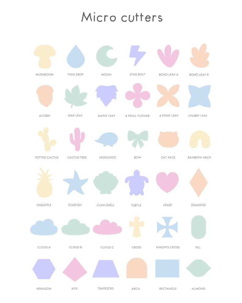 36 Micro Polymer Clay Cutter Pack, Digital STL Files | Jewellery ...