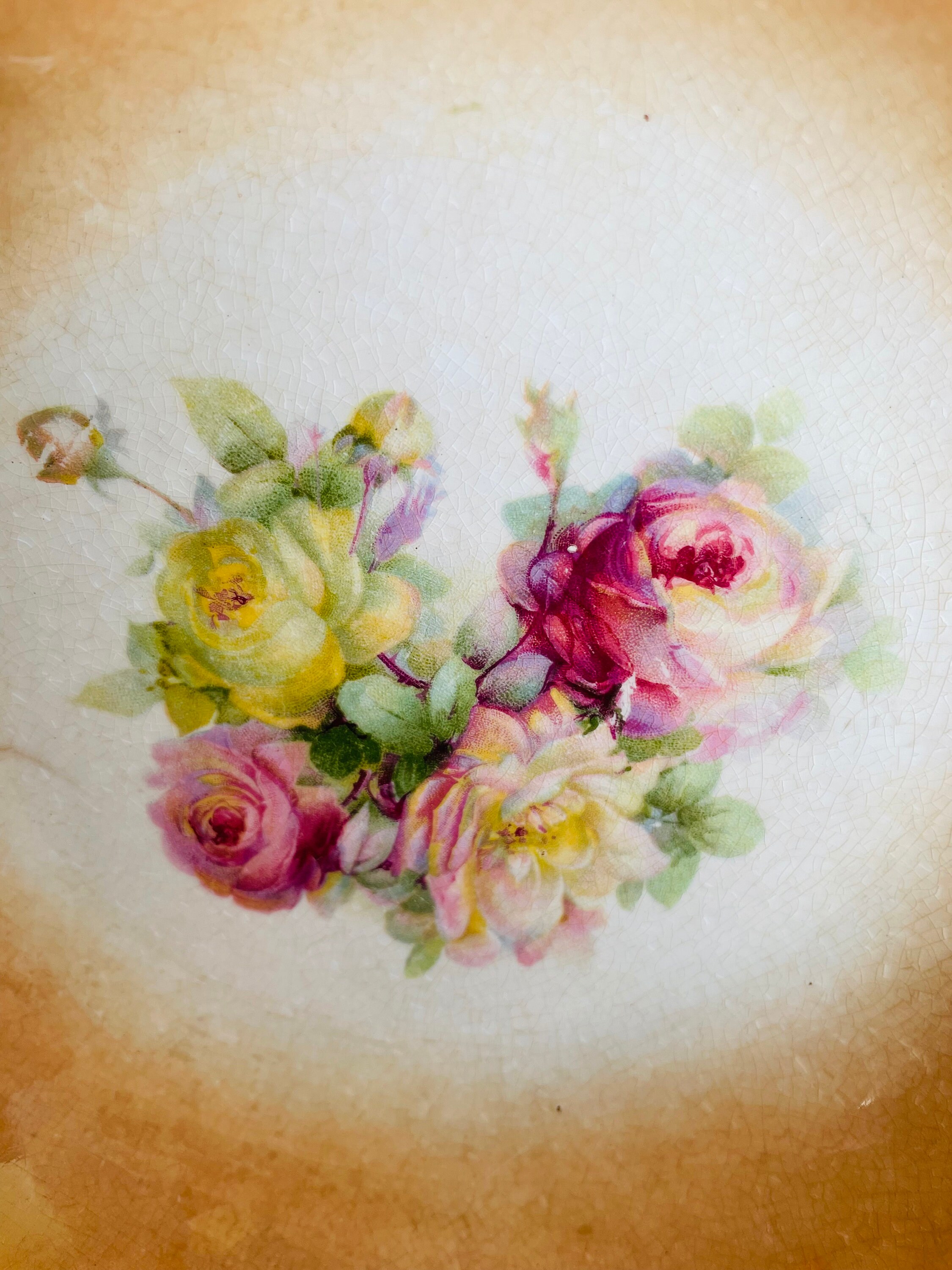 W.S. George Derwood Orange Lusterware Serving Bowl Floral Center - Etsy