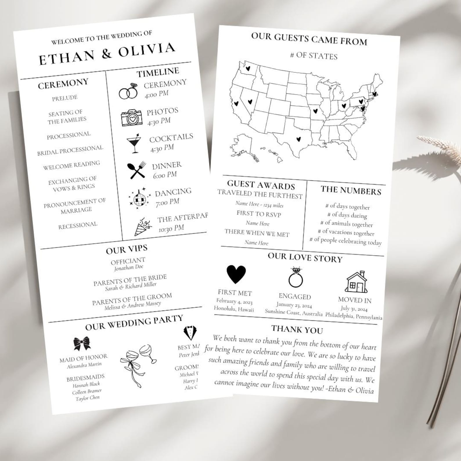 Wedding Program - Adorable, Fun, Easy to Edit Canva Template - Icons ...