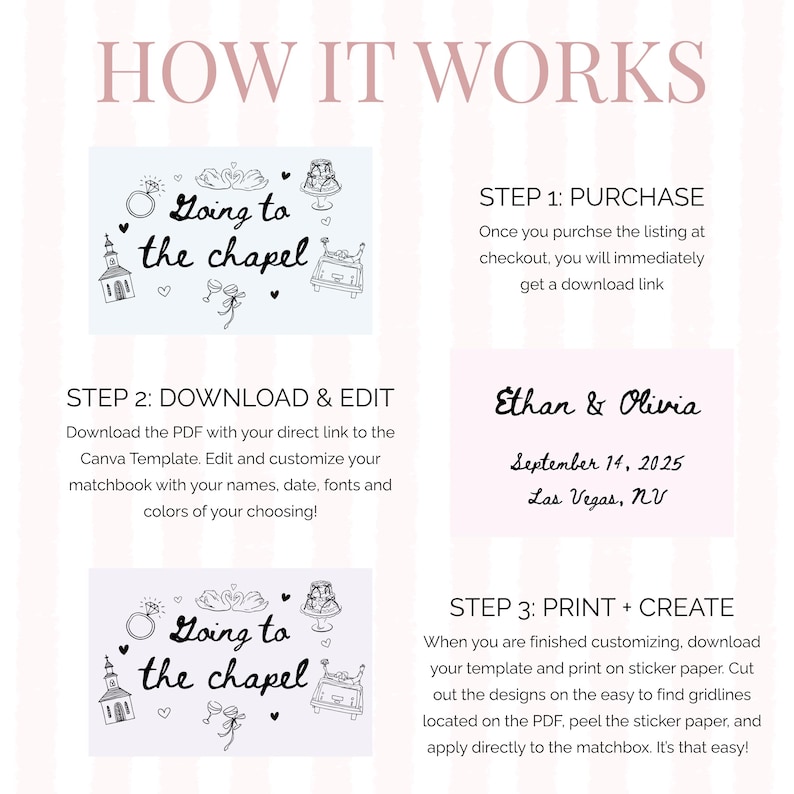 Editable Wedding Matchbox Template Going to the Chapel – Custom ...