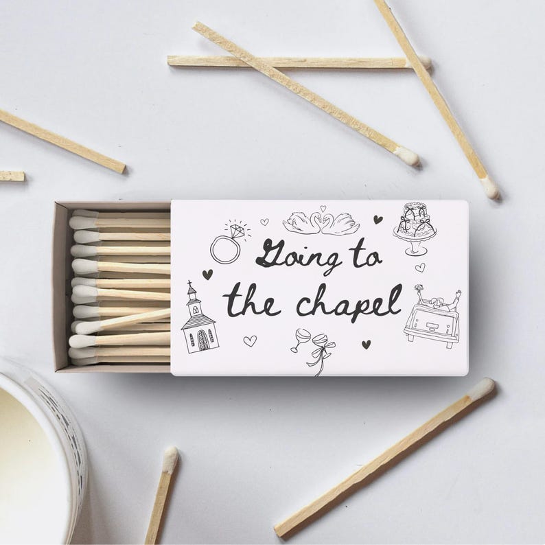 Editable Wedding Matchbox Template Going to the Chapel – Custom ...