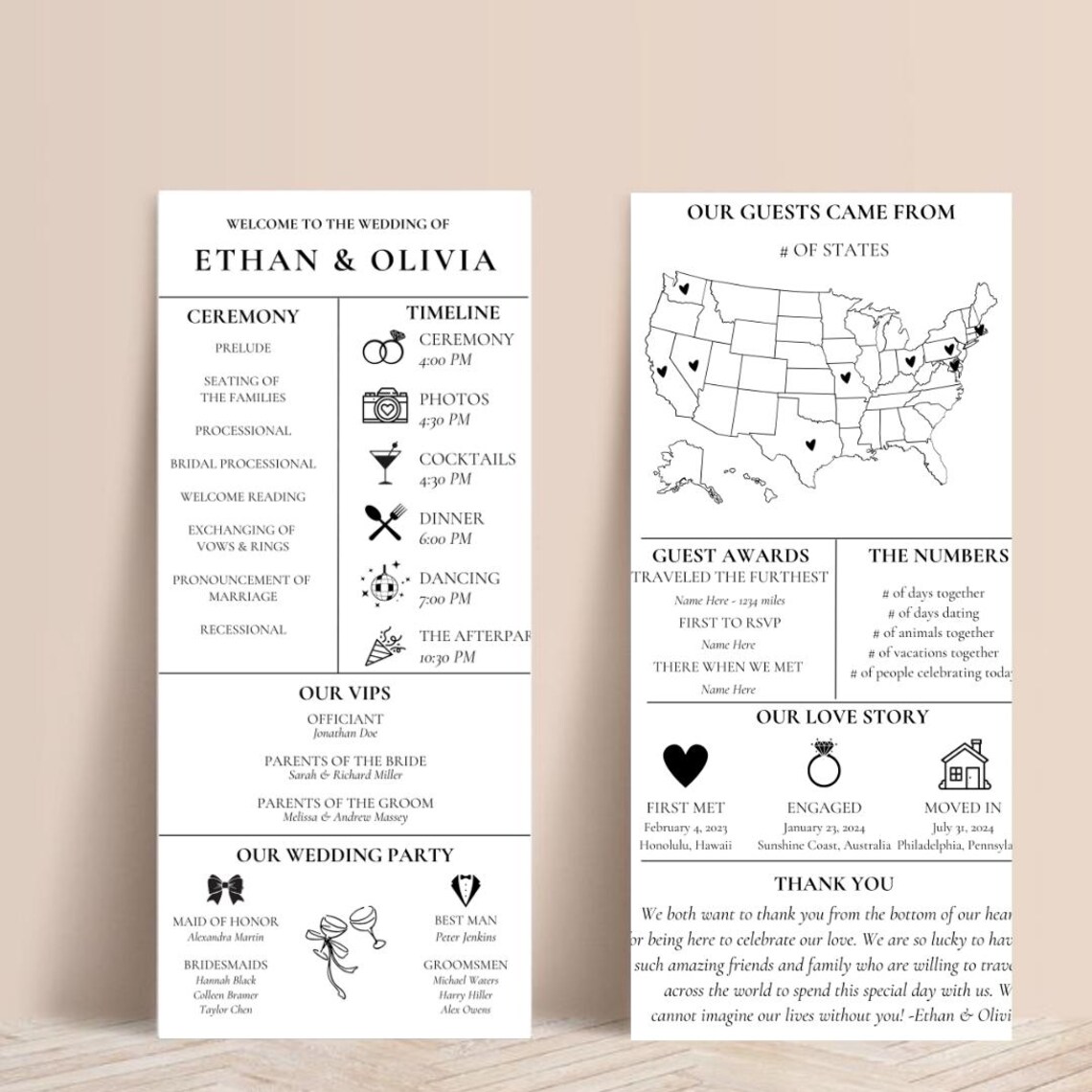 Wedding Program - Adorable, Fun, Easy to Edit Canva Template - Icons ...