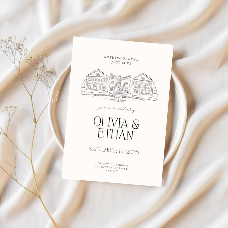 Courthouse Wedding Invitation Template • Elegant Civil Ceremony Invite ...