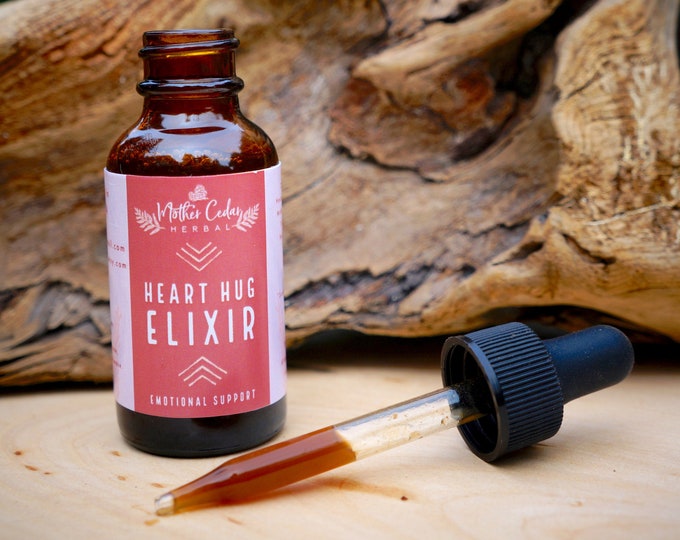 HEART HUG Emotional Support Elixir, Organic Herbal Tincture, Heart ...