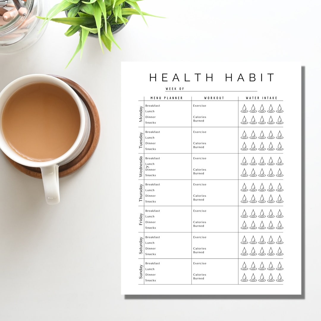 Healthy Habit Tracker, Printable Habit Tracker, Printable Meal Planner ...