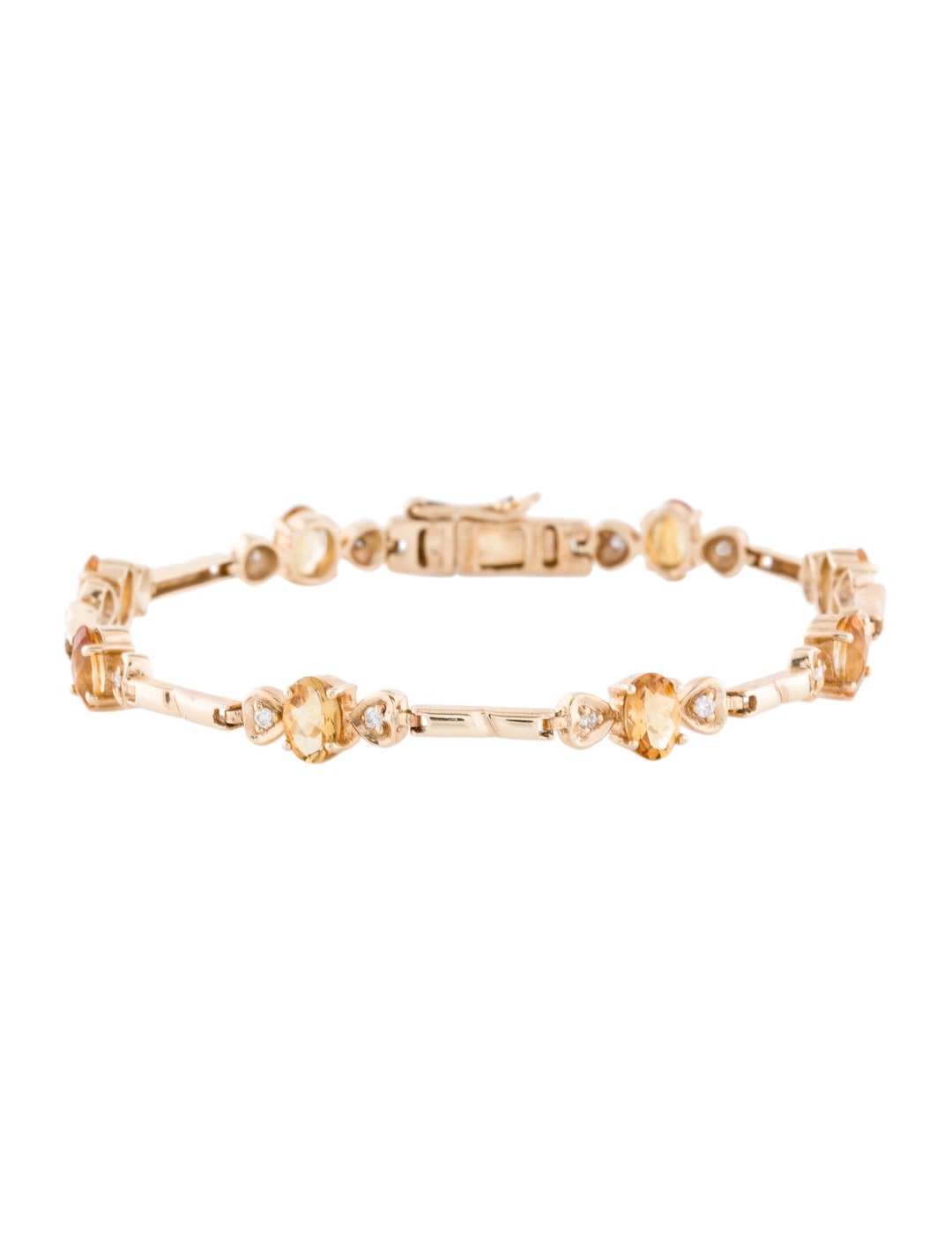 14K Yellow Gold Heliodor Diamond & Citrine Link Bracelet - Etsy