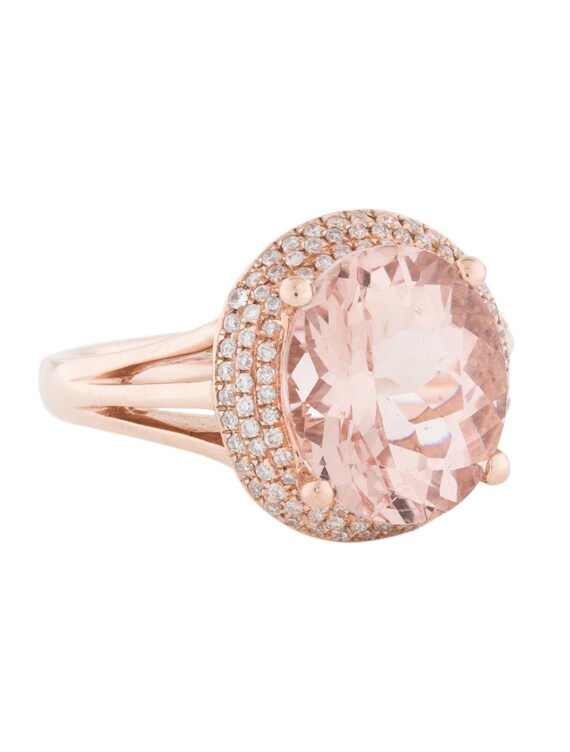 14K RoseGold 4 65CT Morganit Diamond Cocktail Ring Etsy